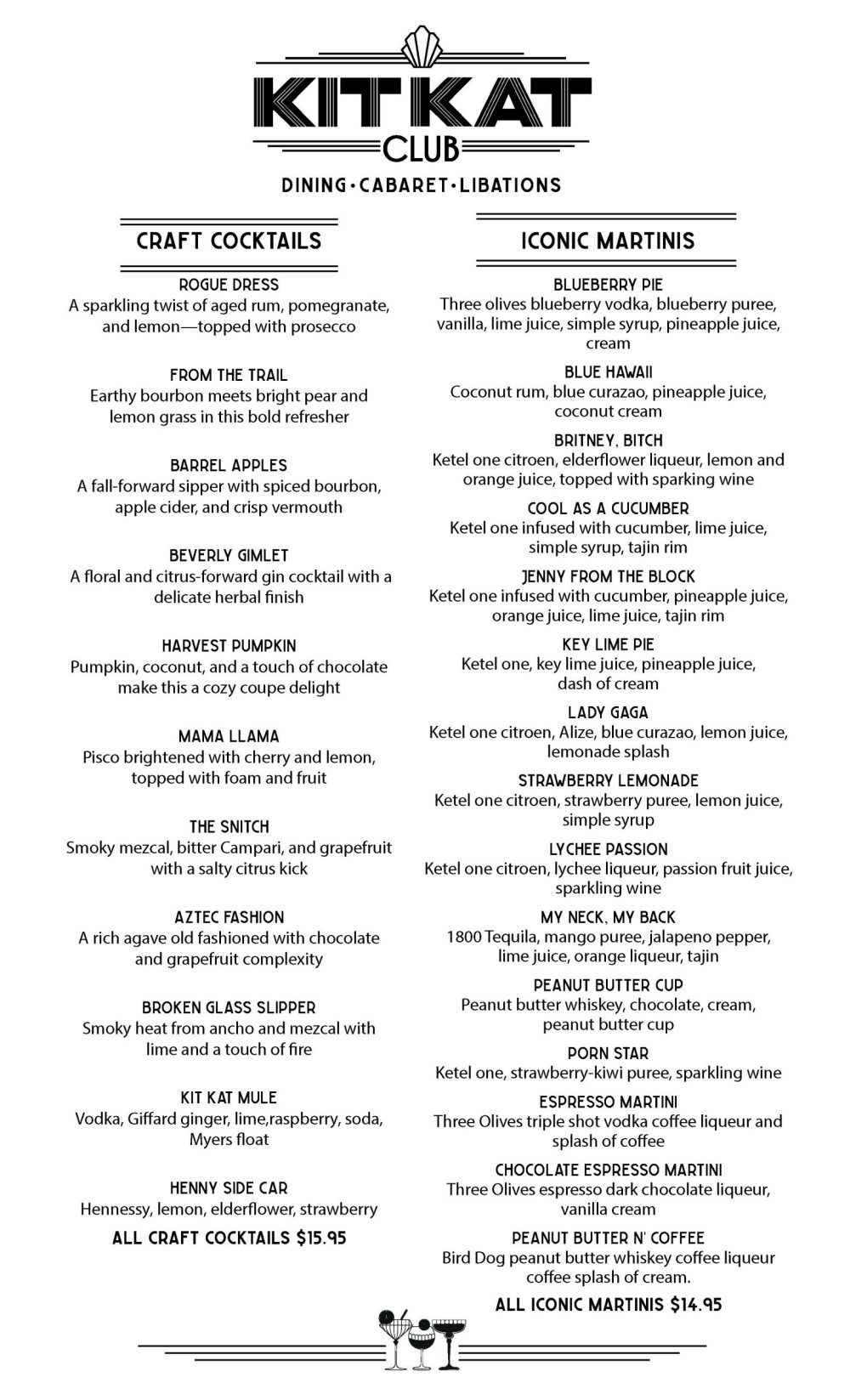 Menus • Kit Kat | Drag Show Chicago