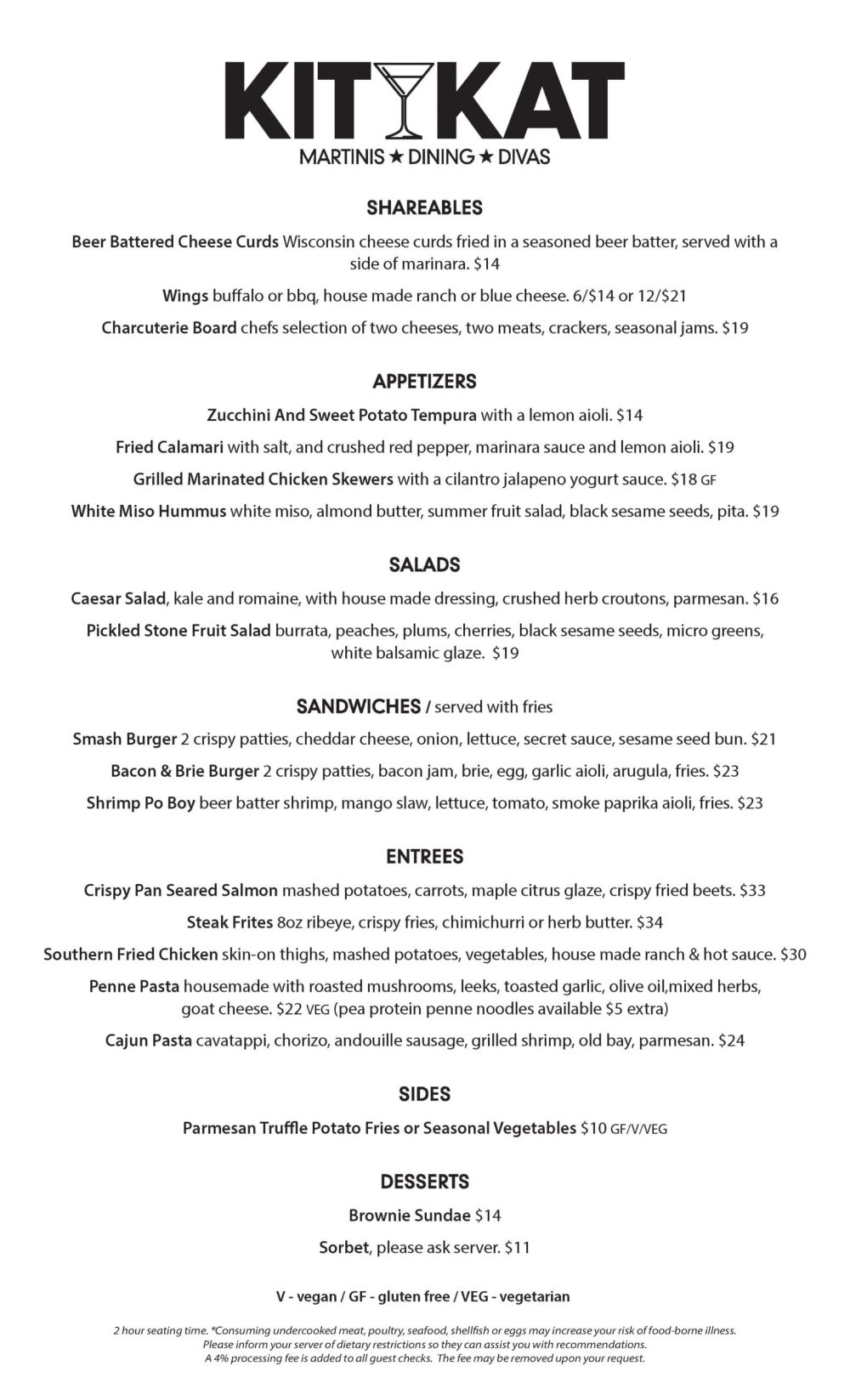 Menus • Kit Kat | Drag Show Chicago